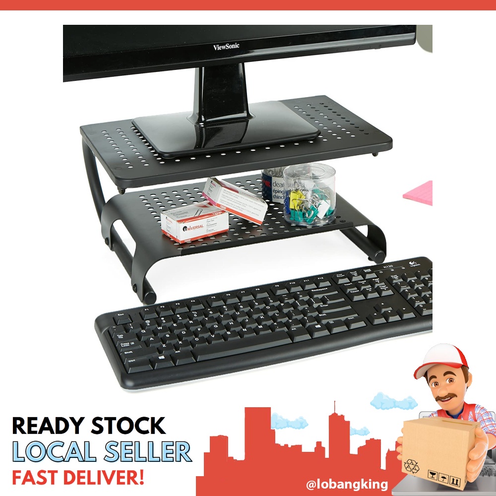 [sgstock] Mind Reader MON2T-BLK Monitor Stand Riser, 2 Tier, Ventilated ...