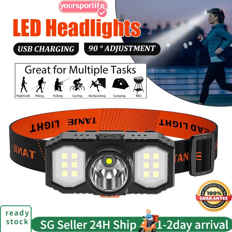 LED Headlamp USB Rechargeable Camping Lantern 18650 Battery 3 Mode XPE ...