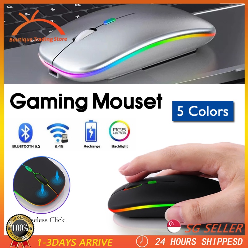 Bluetooth 2.4Ghz Wireless Mouse Receiver Optical Adjustable Silent led ...
