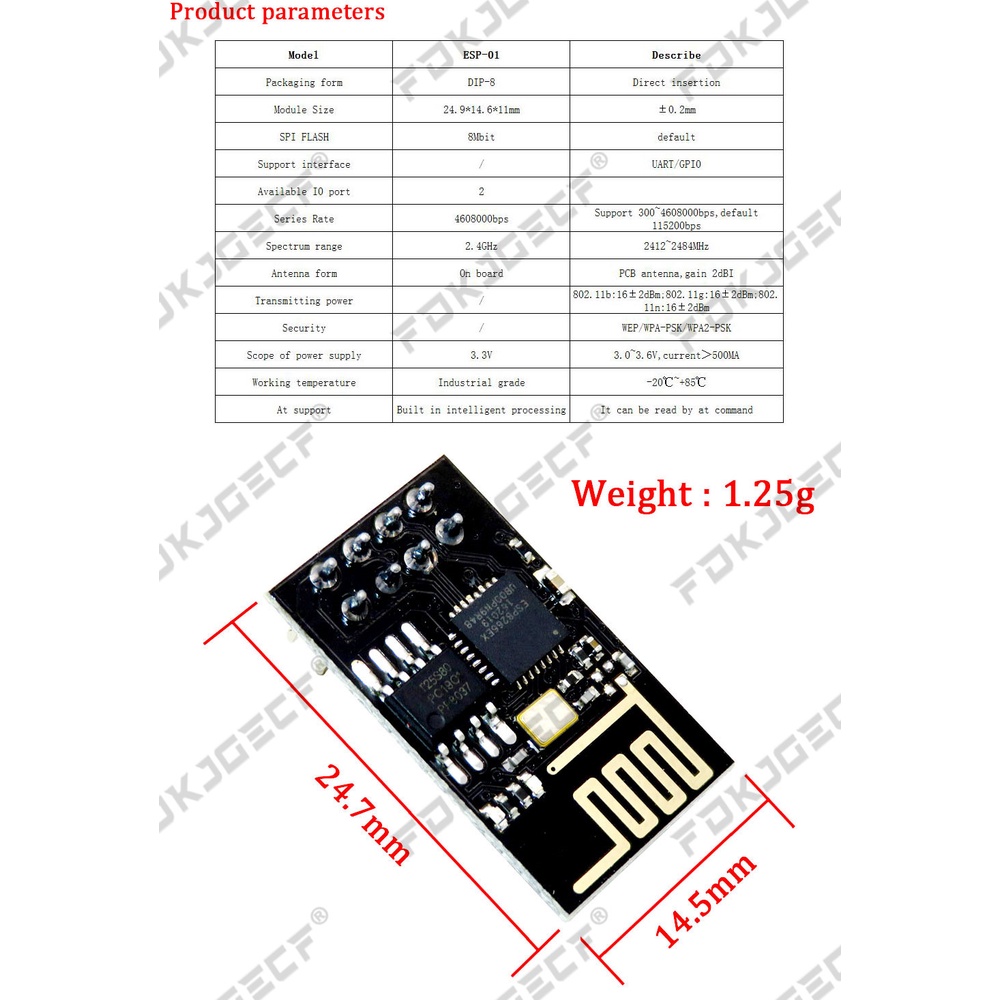 ESP-01 Upgraded version ESP-01S ESP8266 serial WIFI model Authenticity ...