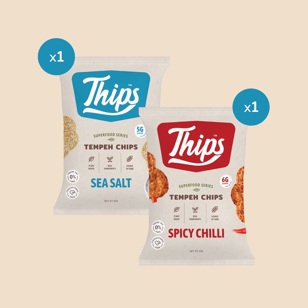 (Twin Pack) Thips Variety Tempeh Chips (2 x 50g) Halal - 100% Tempe ...