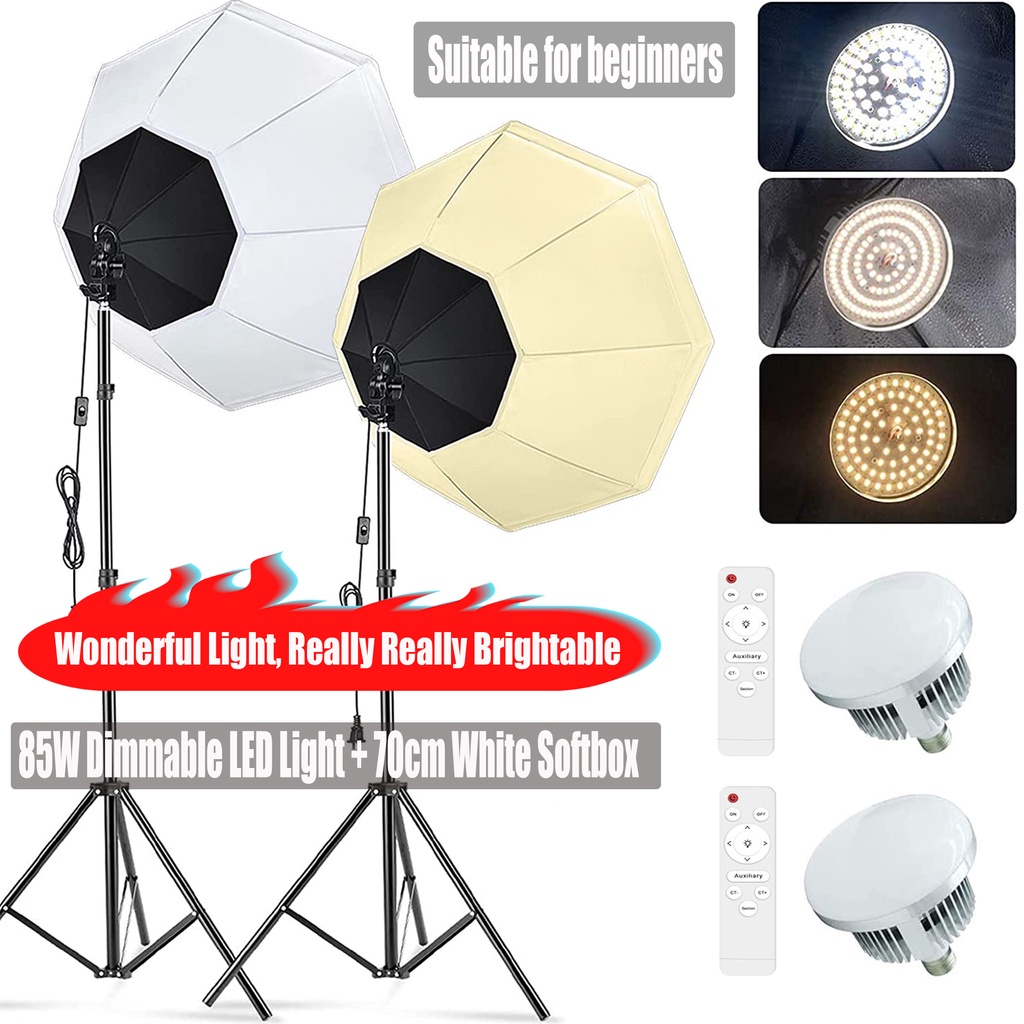Softbox Led Light Kit 85W Photoshoot Studio 2M Light Stand White ...