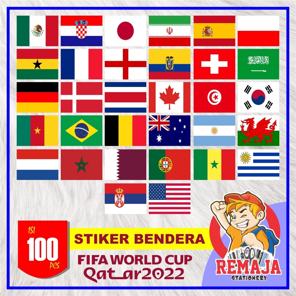Qatar 2022 World Cup Participant Flag Cheek Stickers / Stickers, 100pcs ...