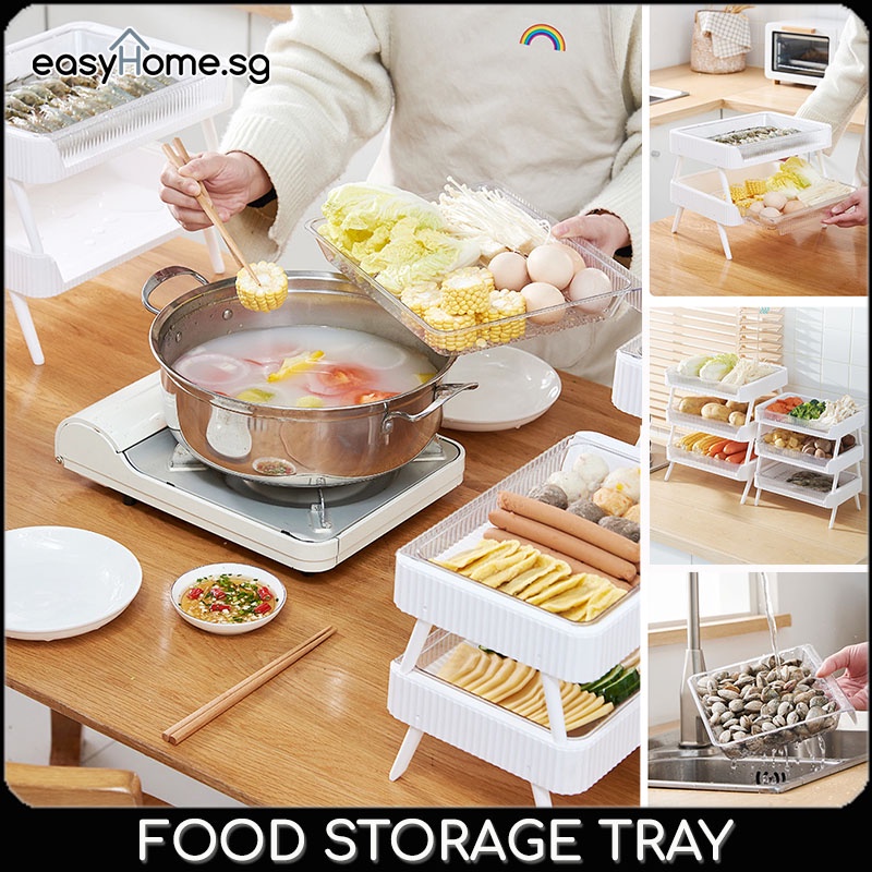 Easyhome.sg Stackable Food Storage Tray Kitchen Drainage Rack Great for ...
