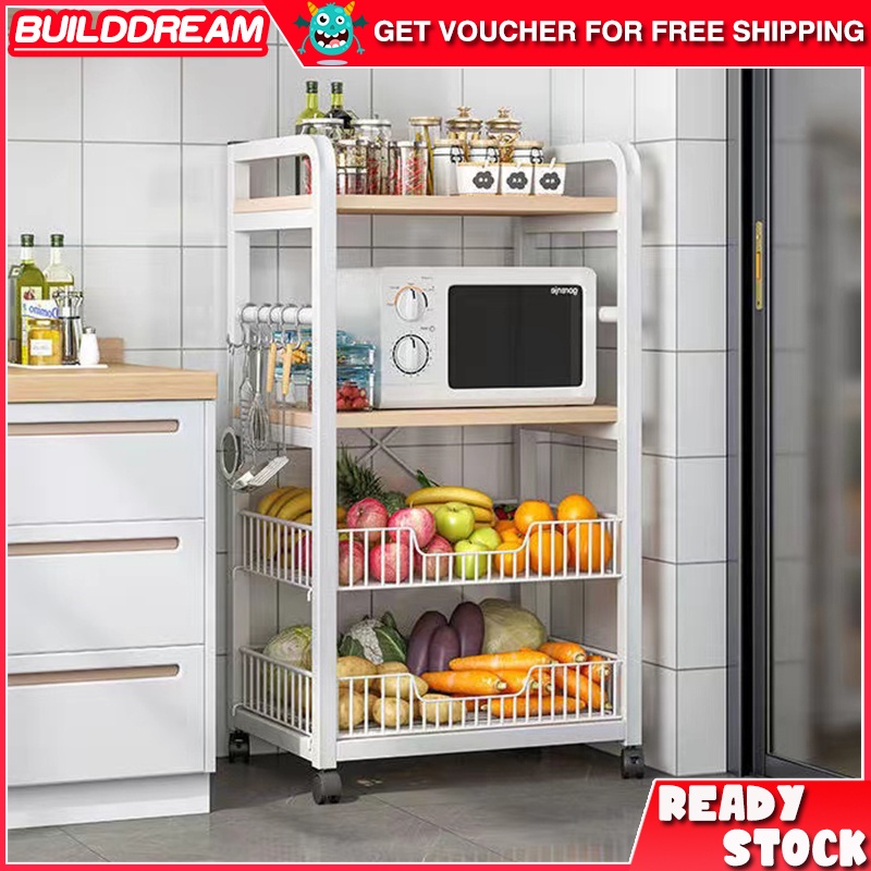 Stainless Steel Kitchen Rack Storage Rack Shelf with Wheels Household ...
