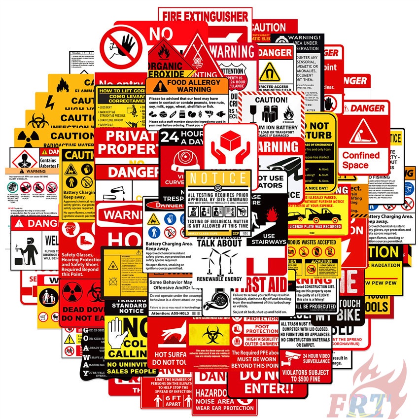 70Pcs/Set Classical Warning Sign Stickers Waterproof DIY Fashion Decals ...