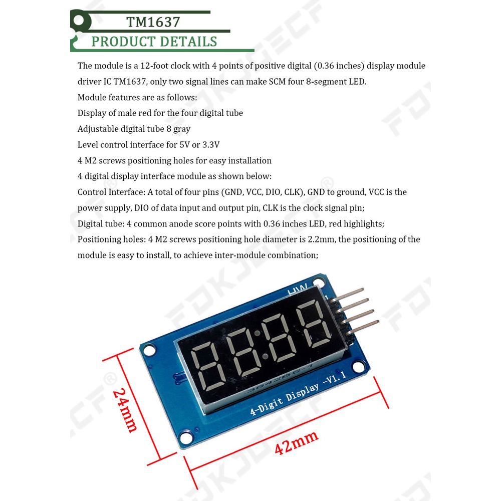 TM1637 4 Bits / TM1638 / MAX7219 8 bit Digital LED Display Module 7 ... TM1637 4 Bits / TM1638 / MAX7219 8 bit Digital LED Display Module 7 ...