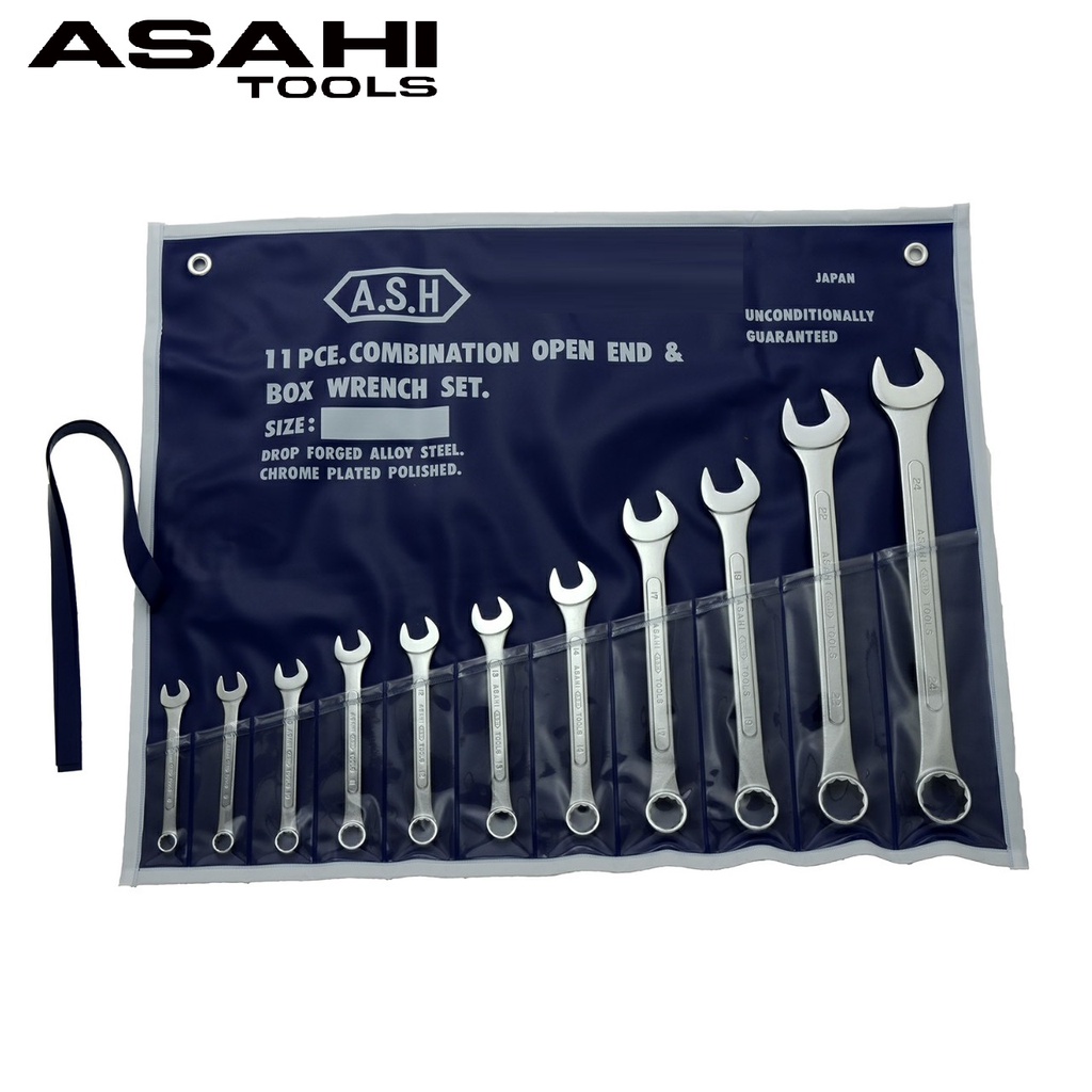 ASAHI CP-1011M 11pc 8-24mm Open End Ring Combination Spanner Wrench Set (Made in JAPAN) | Shopee ...