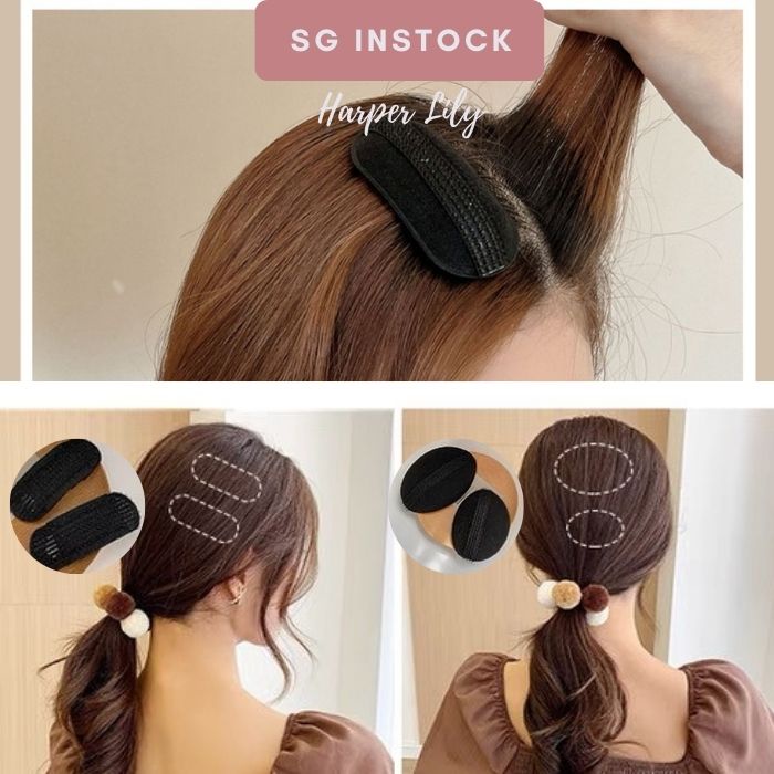 2 Piece Velcro Invisible Volumising Hair Clip Hair Pads Base (SG Seller ...
