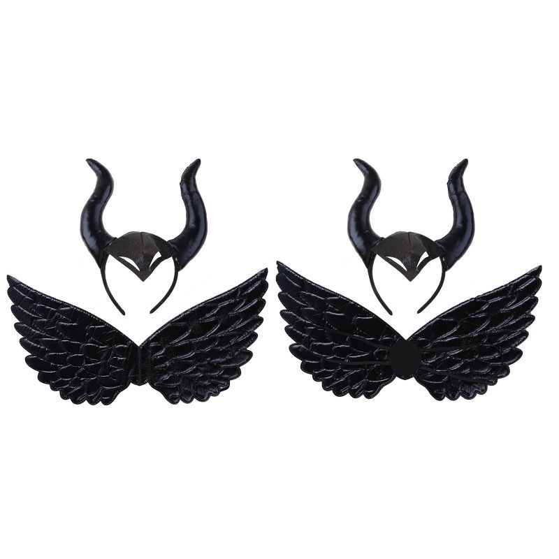 Maleficent black horns black devil angel wings fairy wing evil queen ...