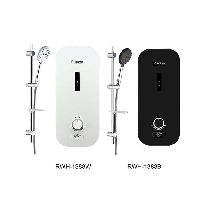 Rubine 1388 bow instant heater black/white shower head shower stand ...