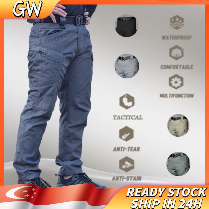 GW IX7 IX9 Men Cargo Pants Tactical Pants Cargo Army Outdoor Waterproof Pants Hiking | Shopee ...