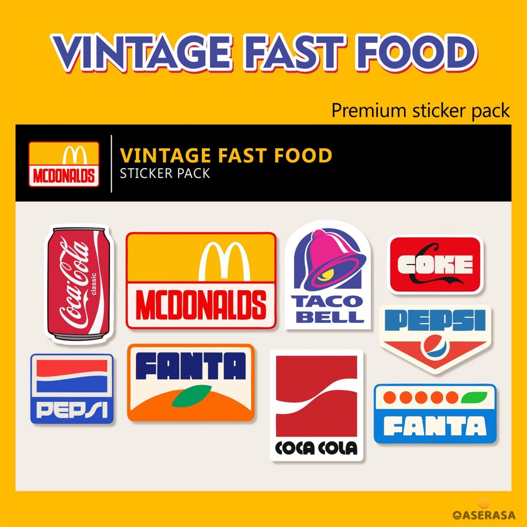 Sticker SET Fast food vintage retro MCD MCdonald coca cola 9PCS | Coke ...