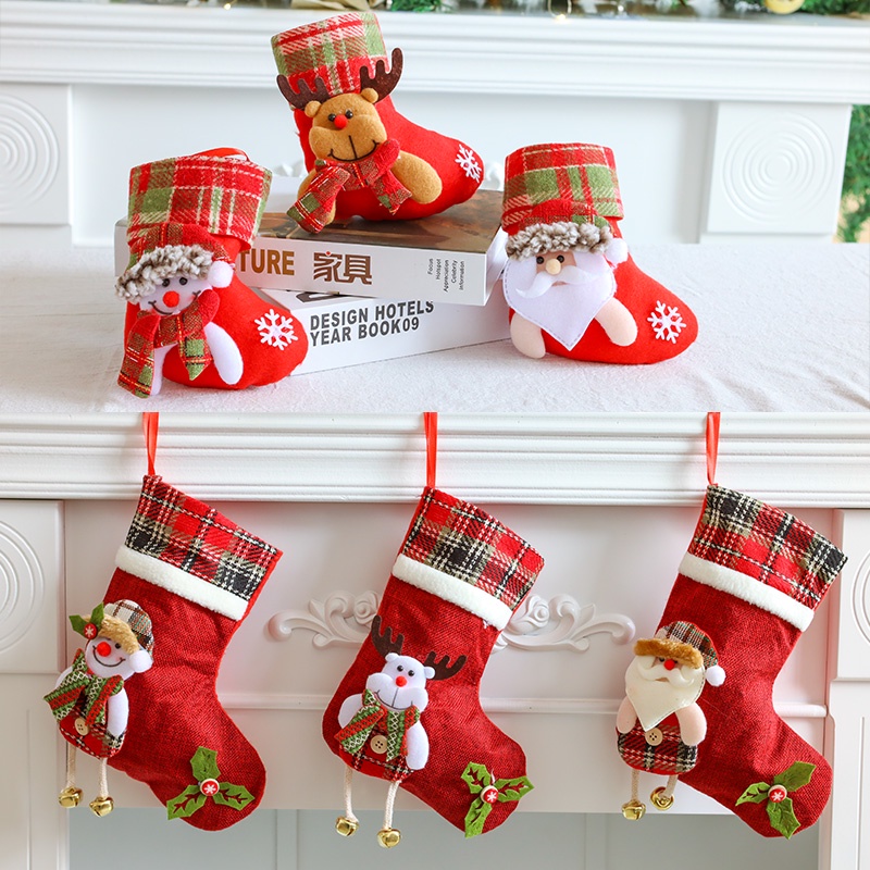 [Local-Ready Stock] Christmas socks stocking ornaments hang on tree ...