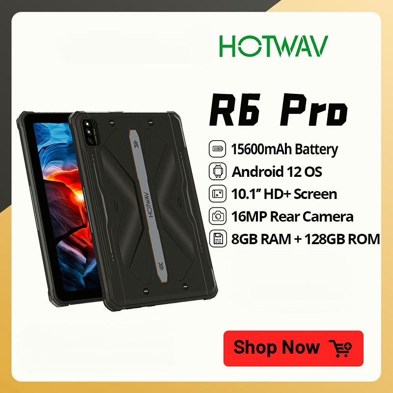 HOTWAV R6 Pro Rugged Tablet 15600mAh Android 12 10.1 Inch HD+ Pad 8GB 128GB Octa Core 16MP ...