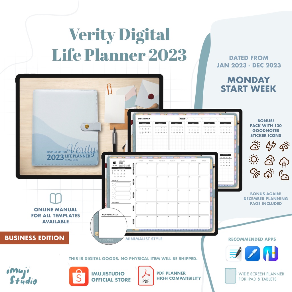 UPGRADED! Verity Digital Planner 2023 | Business Monthly Weekly Daily ...
