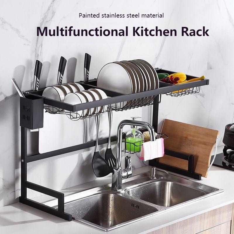 Stainless steel kitchen rack drying bowl multi-functional storage shelf ...