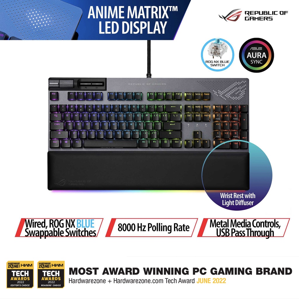 ROG Strix Flare II Animate gaming mechanical keyboard with AniMe Matrix ...