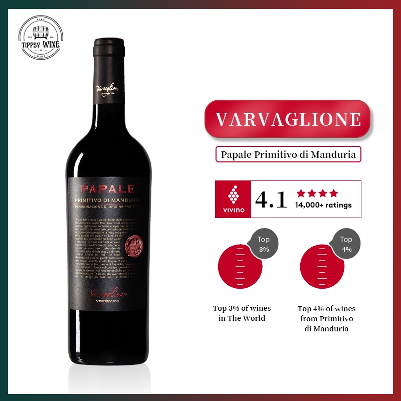Varvaglione Papale Primitivo di Manduria 2022 750ml 14% Southern Italy ...