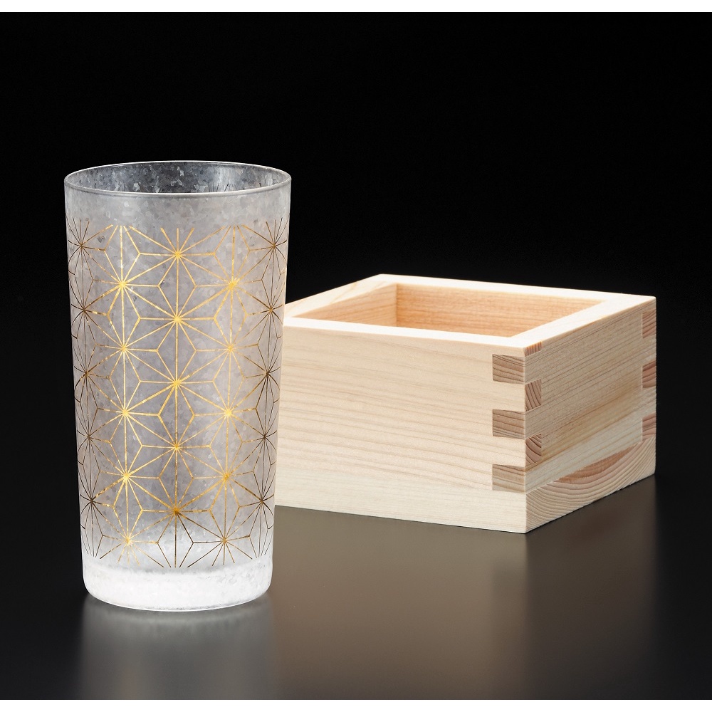 ADERIA 7901 The Premium Nippon Taste WAKOMON Sake Glass with Masu 145ml Asanoha Made in Japan ...