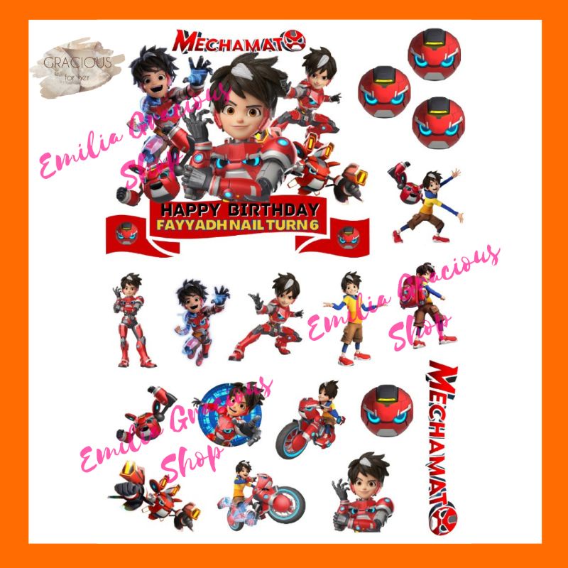 MECHAMATO TOPPER HAPPY BIRTHDAY (FREE add name) | Shopee Singapore