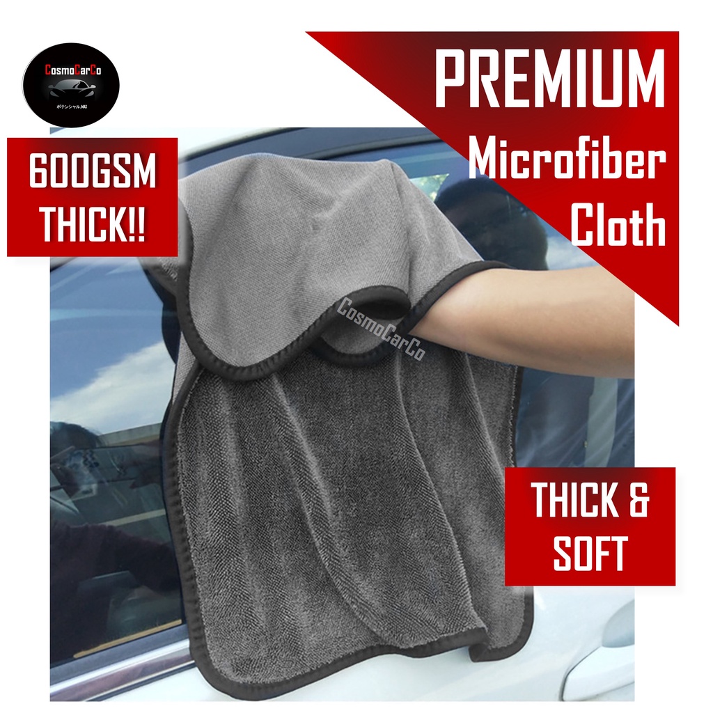 🔥SG SELLER🔥PREMIUM 600gsm Microfiber Car Cleaning Cloth Thick Absorbent ...