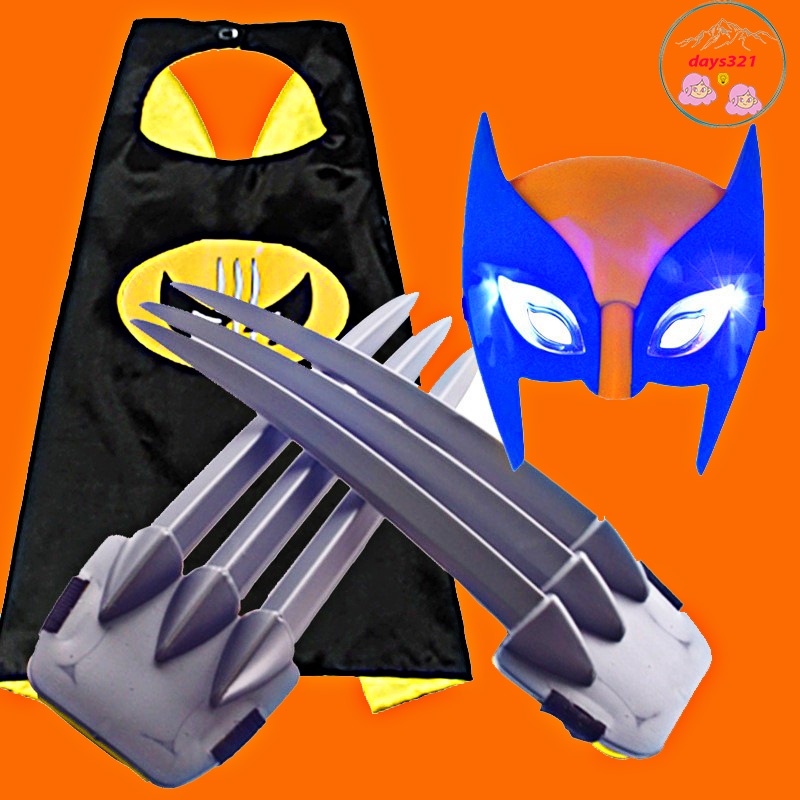 [10 Models] Pieceg wolverine Claw cape set with glowing mask cosplay ...