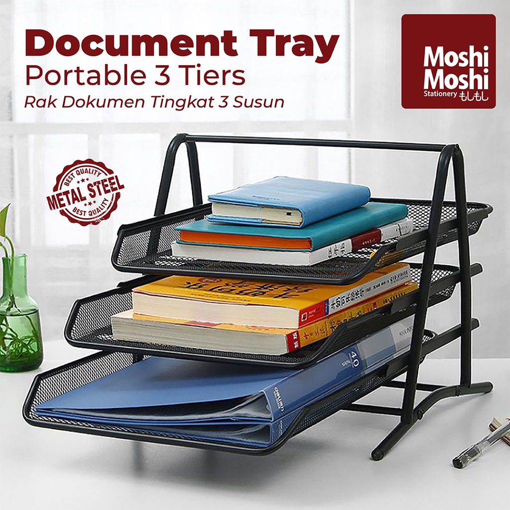 Document Tray Desk Storage Foldable 3 Tiers Document File Paper Rack 3 ...