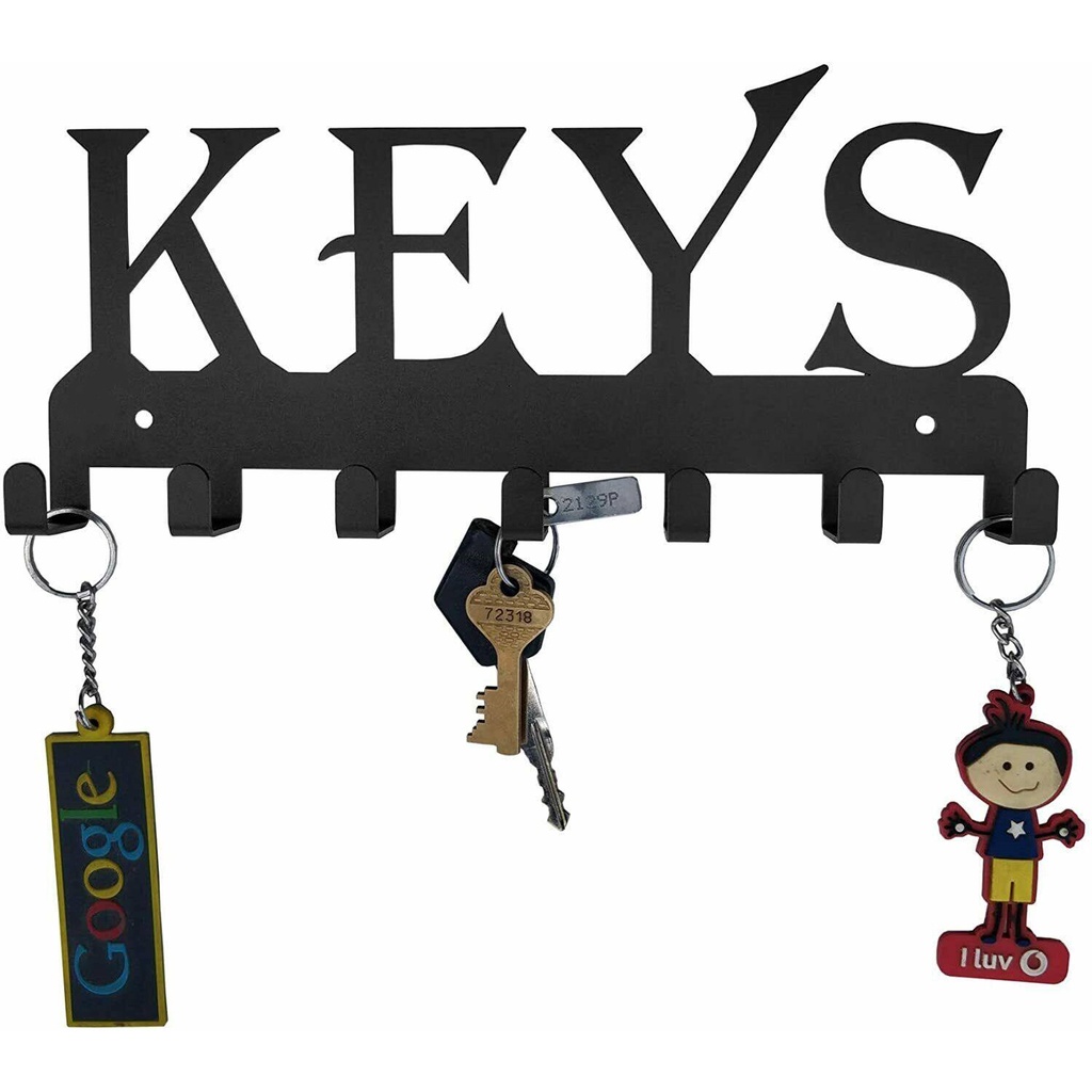 Keys Black Metal Wall Mounted Key Holder 25 X 11 X 2.5 Cm for Living ...