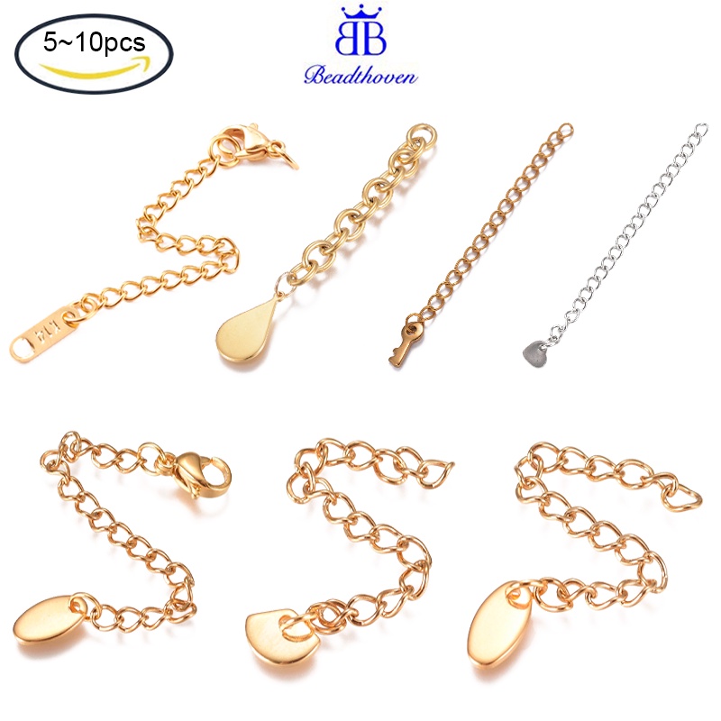 5-10pc 304 Stainless Steel Chain Extender Chain Tabs with Word K14 and ...