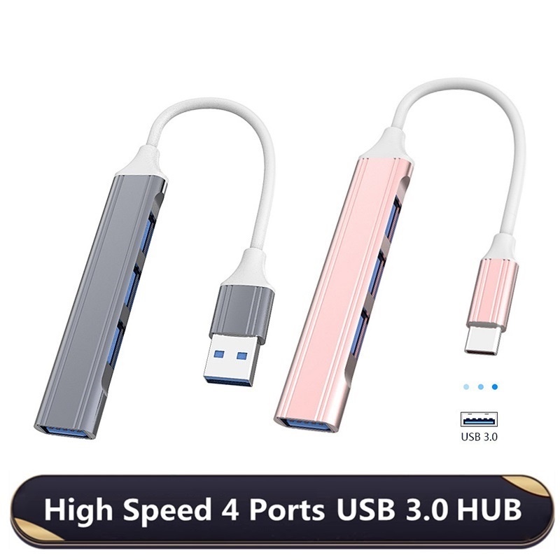 New Type C USB 3.0 4 Port High Speed Hub Extension Splitter for Laptop Computer Multiport Port ...