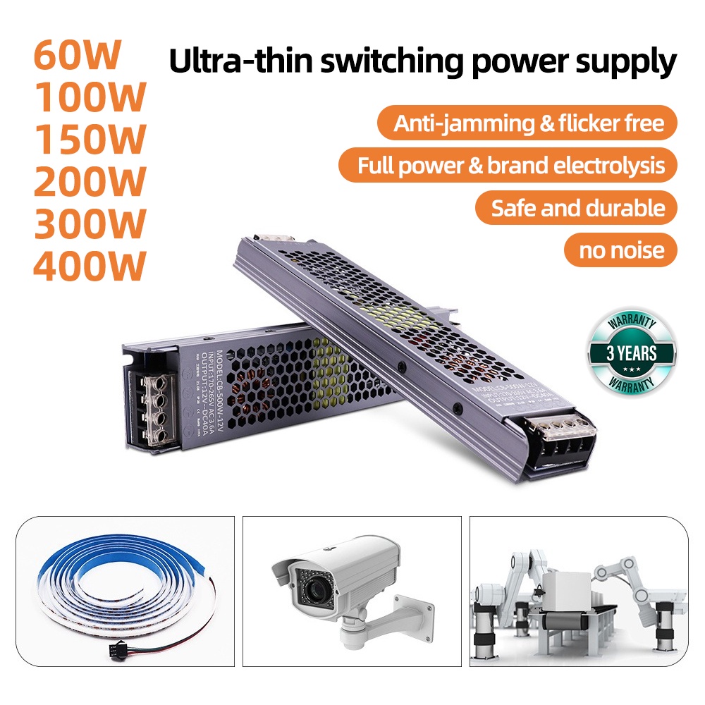 Ultra Thin Power Supply LED Driver DC 12V 24V Lighting Transformers 60W 100W 200W 300W 400W LED ...