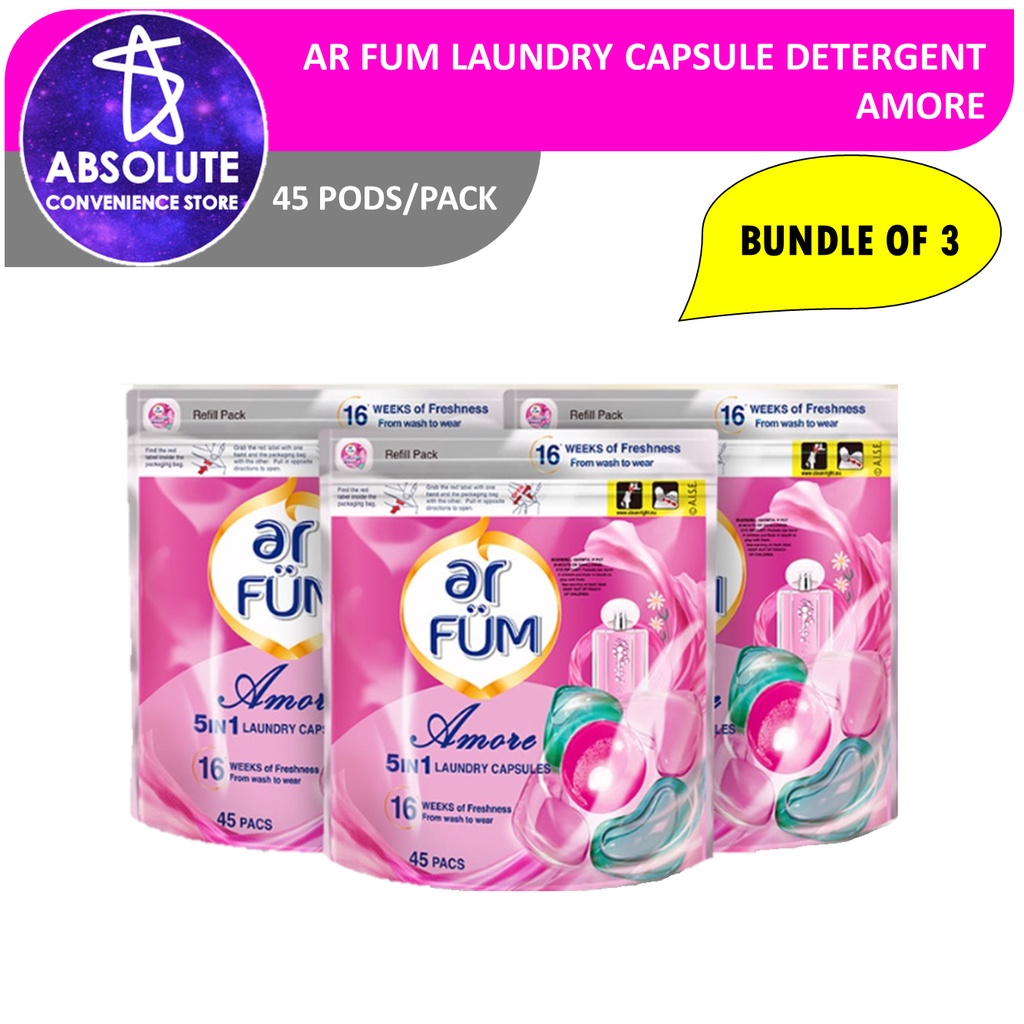 [Bundle of 3] ar FÜM 5in1 Laundry Capsules Refill Pack 45 Pods | Shopee ...