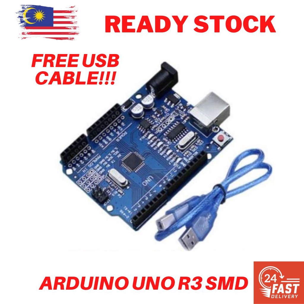 ARDUINO UNO R3 SMD WITH FREE USB CABLE | Shopee Singapore
