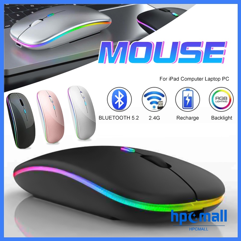 Wireless Bluetooth Mouse Silent Rechargeable Mouse With 2.4Ghz Receiver ...
