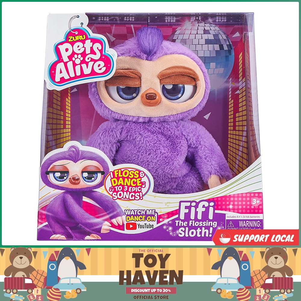 [sgstock] Pets Alive Fifi the Flossing Sloth Purple - 11" Interactive ...