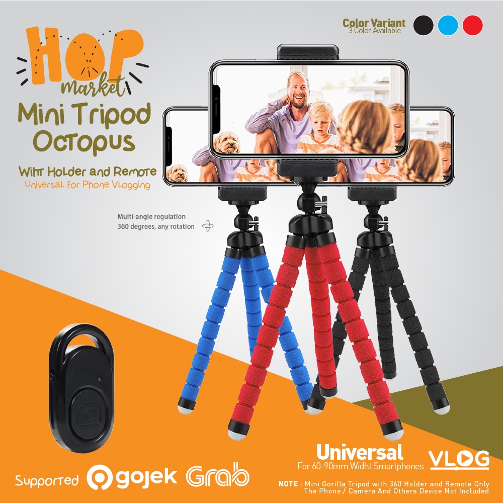 Mobile Tripod Set 3in1 Spider Sponge Octopus with HP Holder & Remote ...