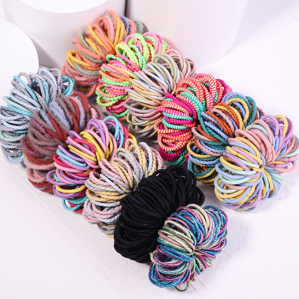 New 20/100Pcs/lot Hair Bands Girls Candy Color Elastic Rubber Band Hair ...