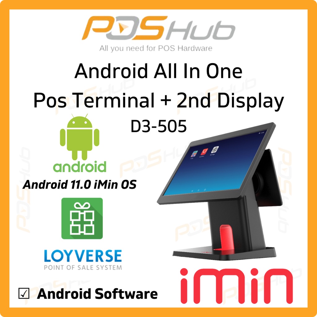 IMIN 15.6" Touchscreen POS Android All in One Pos Terminal + 10.1 ...