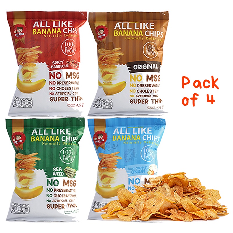 All Like Healthy Banana Chips - 45g (Halal) Thai BKK Snacks | Shopee ...