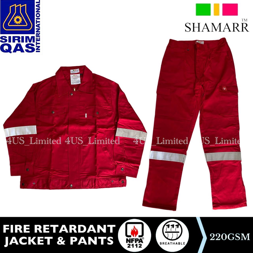 SHAMARR FIRE RETARDANT WORKING JACKET & PANTS NFPA2112 (FR) RED | PPE ...