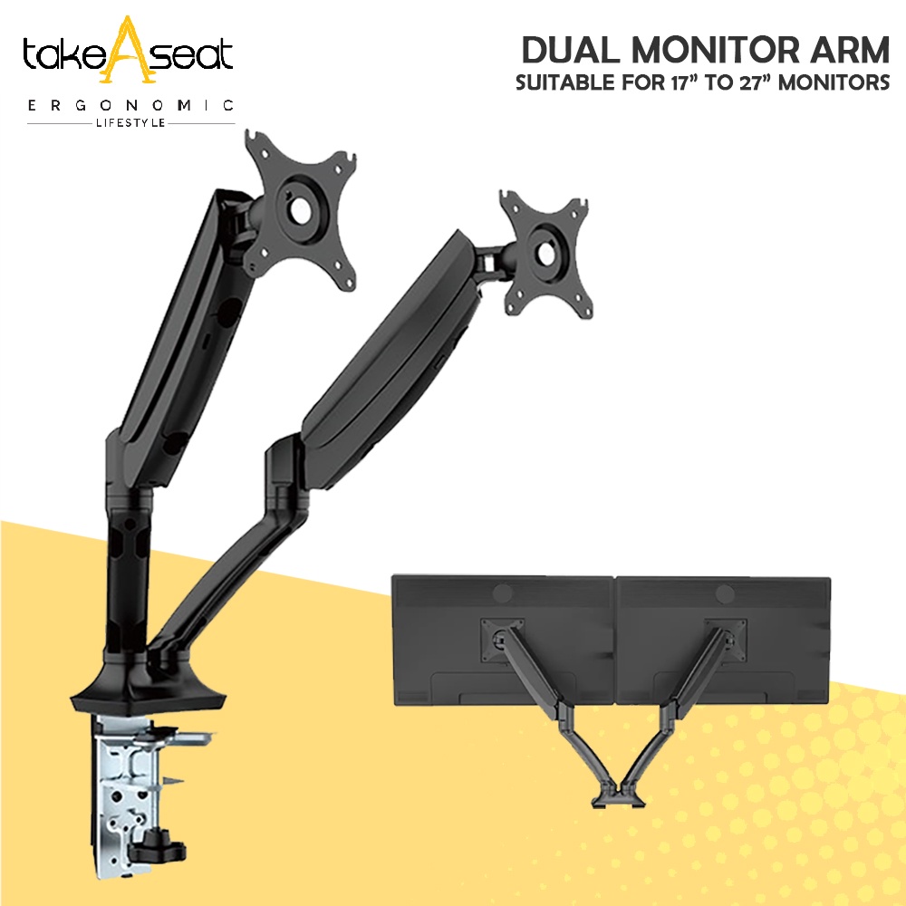 Dual Monitor Arm ★ Suitable For 17 Inch To 27 Inch ★ Monitor Mount ...