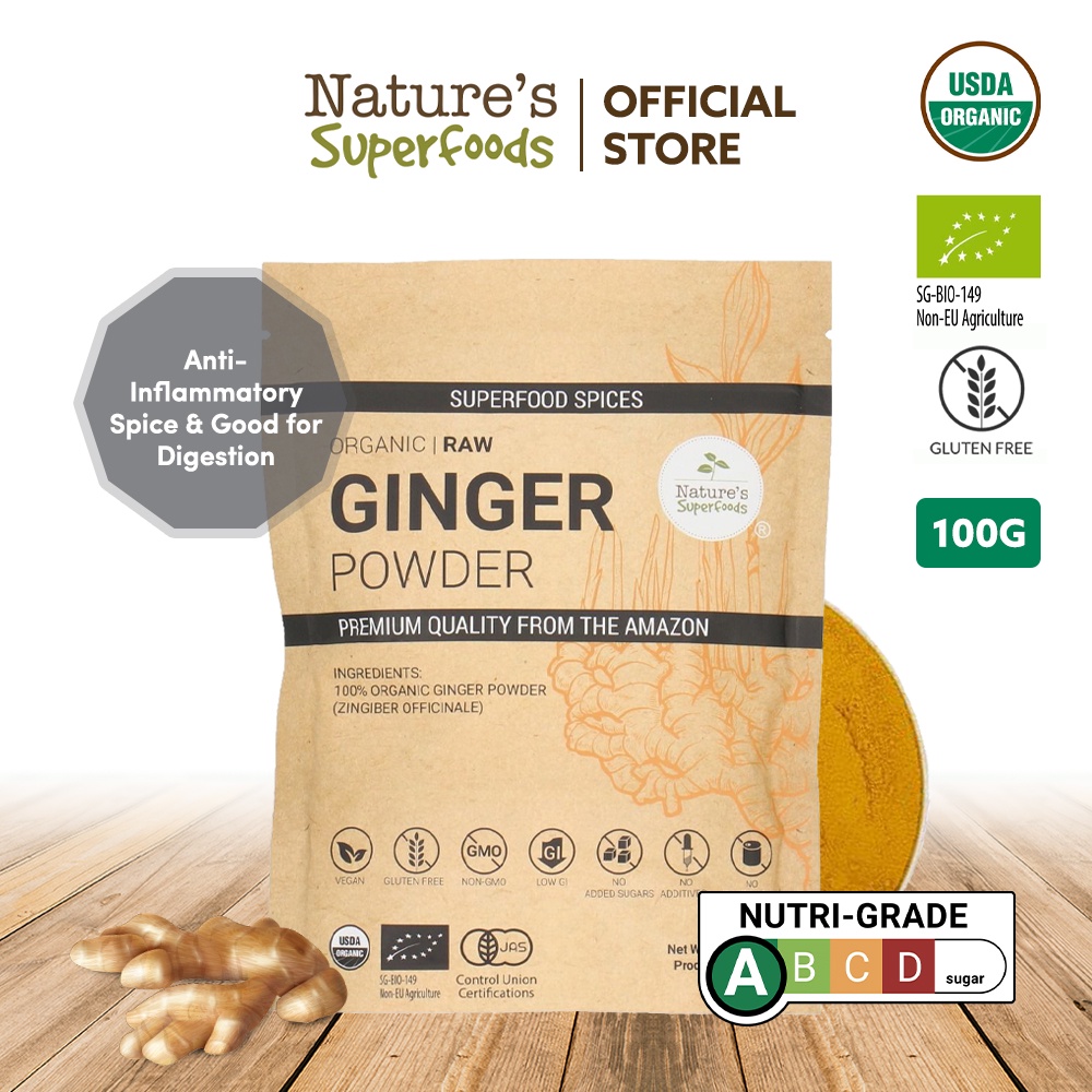 Nature's Superfoods Organic Raw Peruvian Ginger Powder Spice 100g l ...