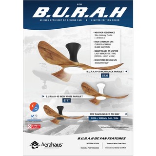 Alaska Curah/Burah/Aurah Smart DC Ceiling Fan 52"/43"/50" with 23W ...