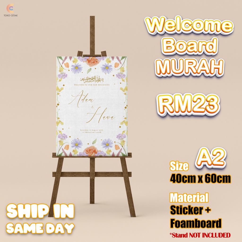 Welcome Board A2 | Wedding Signage | Papan Selamat Datang Perkahwinan ...