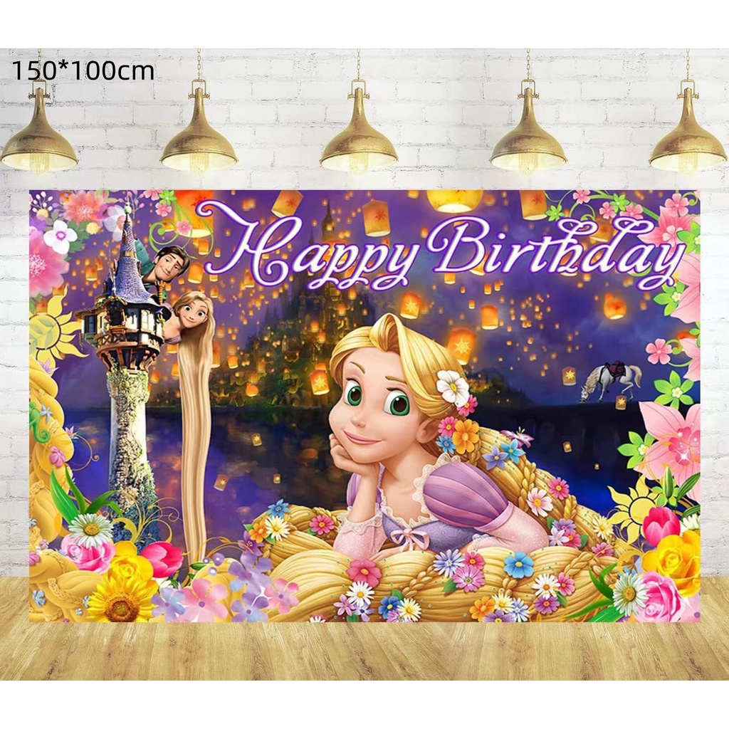150*100cm Rapunzel Princess Backdrop for Birthday Party Decorations ...
