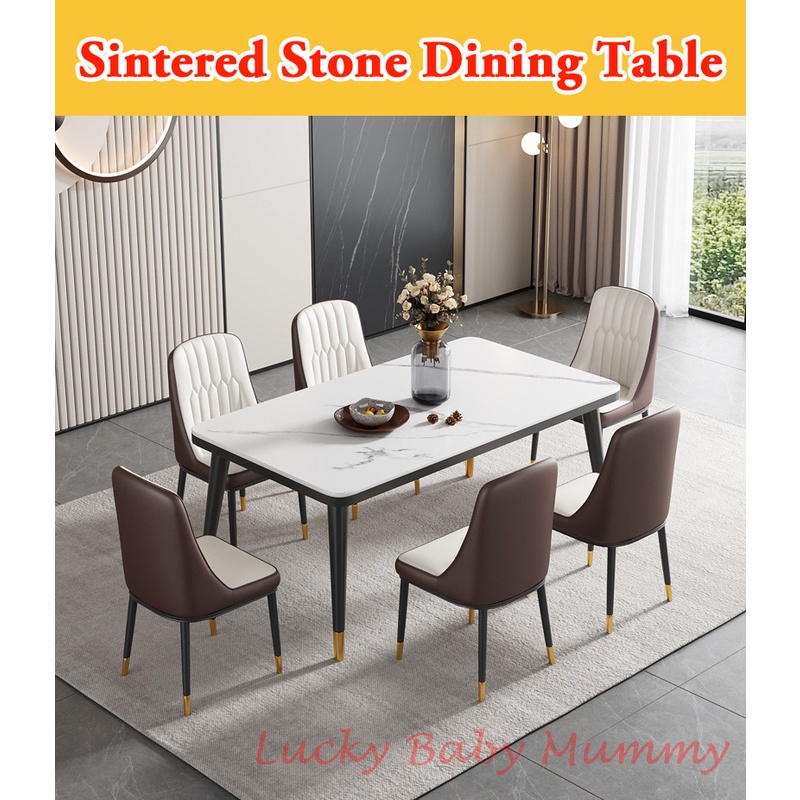 Sintered Stone Dining Table Set Long Table Marble Table and Chair ...