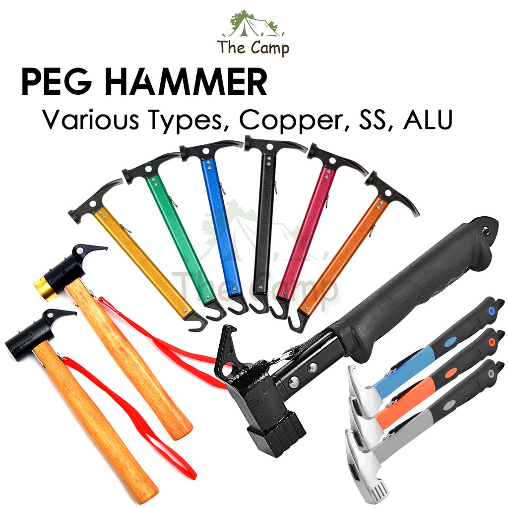 Camping Hammer Stainless Steel Copper Aluminium Brass Solid Wood Handle ...