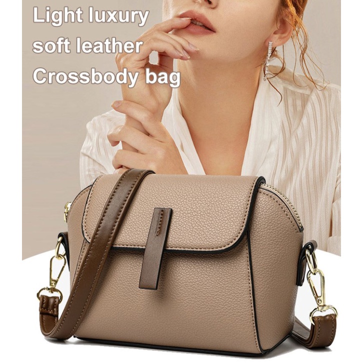 Light luxury soft leather trendy and versatile crossbody bag Small ...