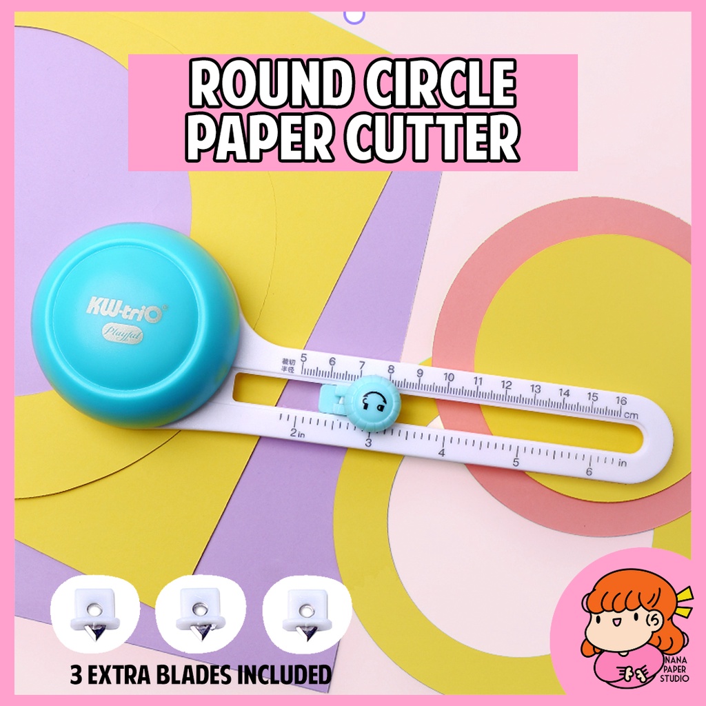 🇸🇬 Round Circle Paper Cutter Trimmer Portable Handy Extra Blades 1PC ...